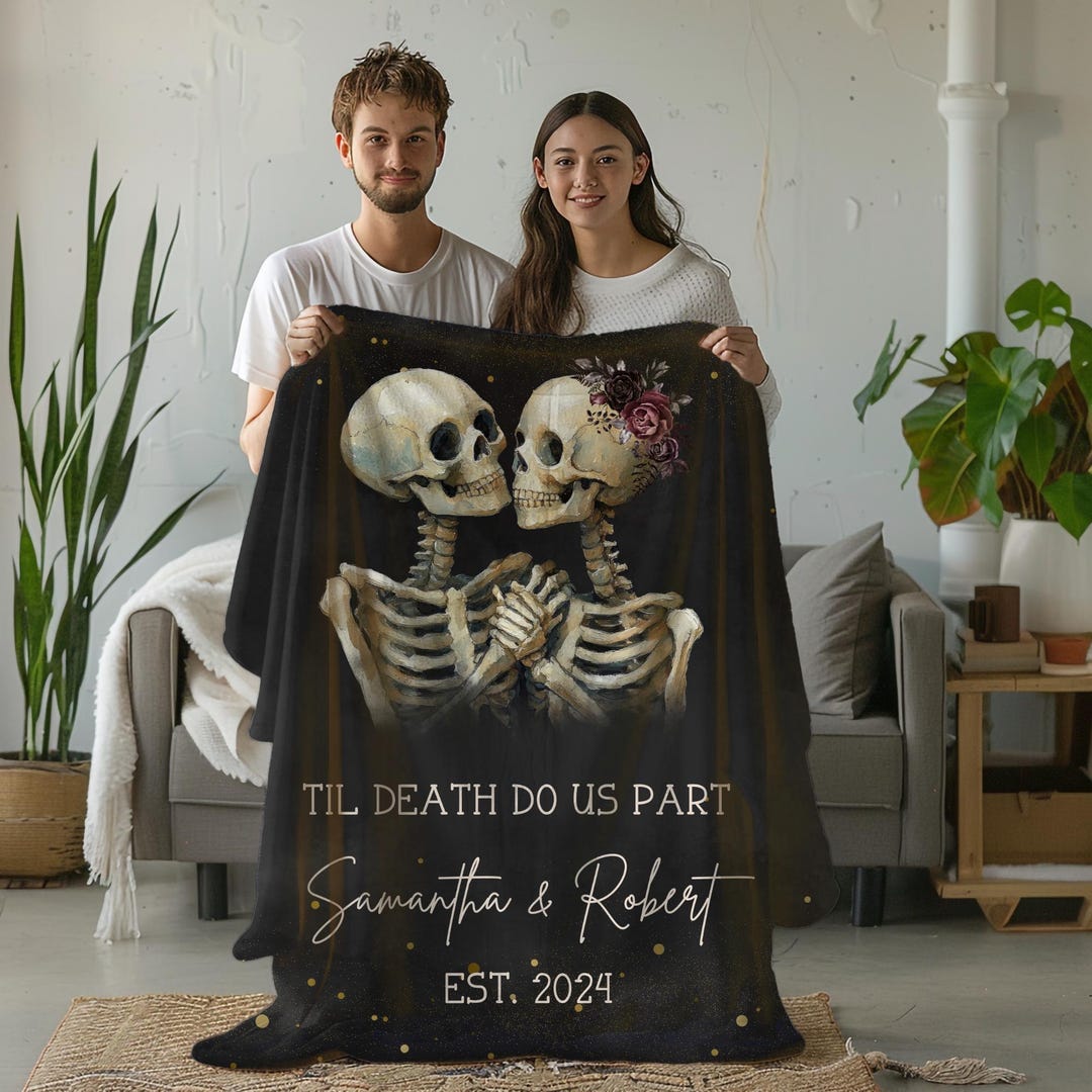 Personalized Couple Skeleton Anniversary Blanket Velveteen/sherpa ...