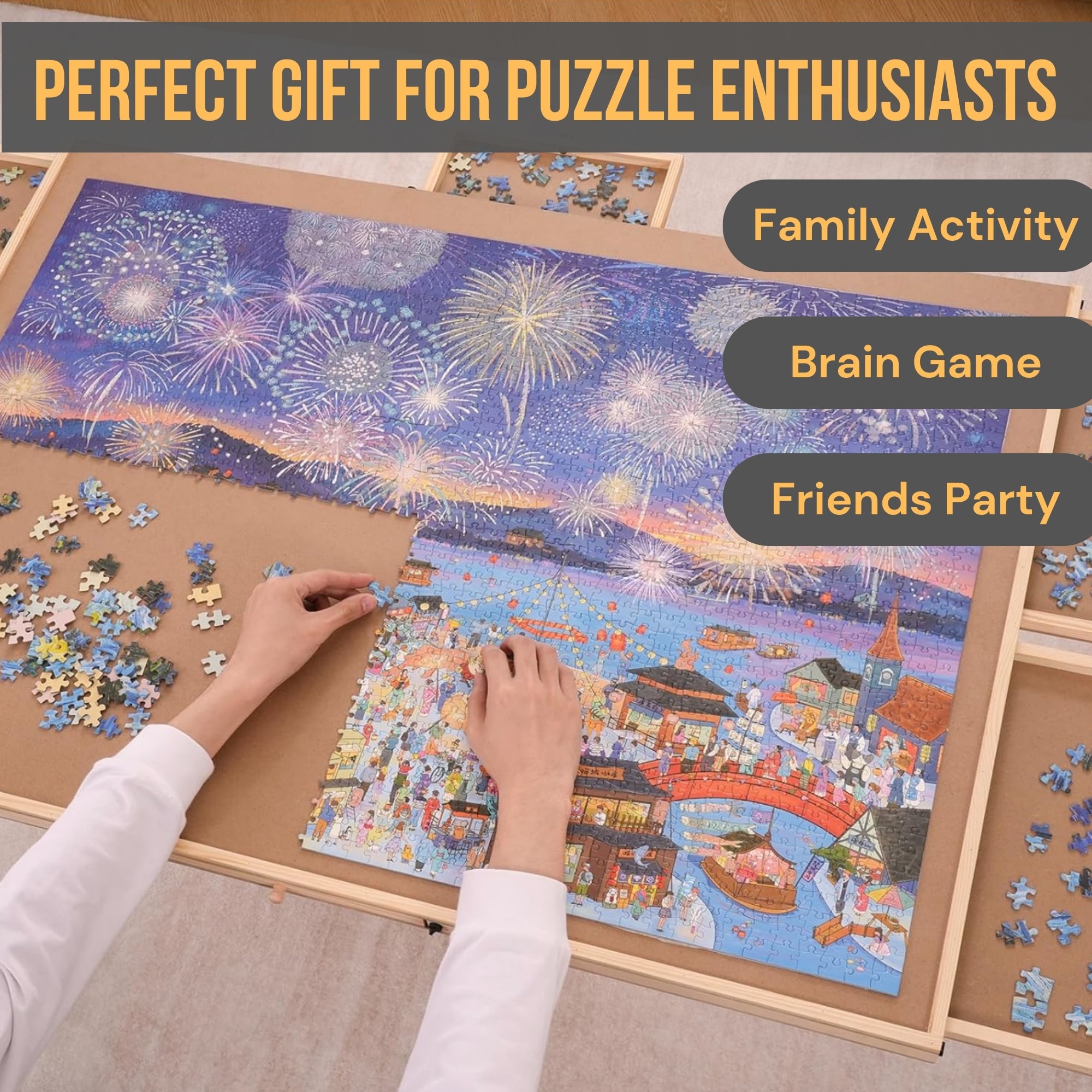 2000 Piece Puzzle Jigsaw Table With 6 Drawers Rotating Wooden Puzzle ...