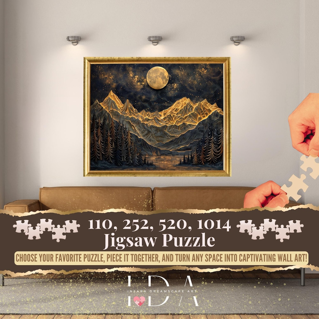 Wooden Style Pine Tree Jigsaw Puzzle for Adults Mountain and Trees ...