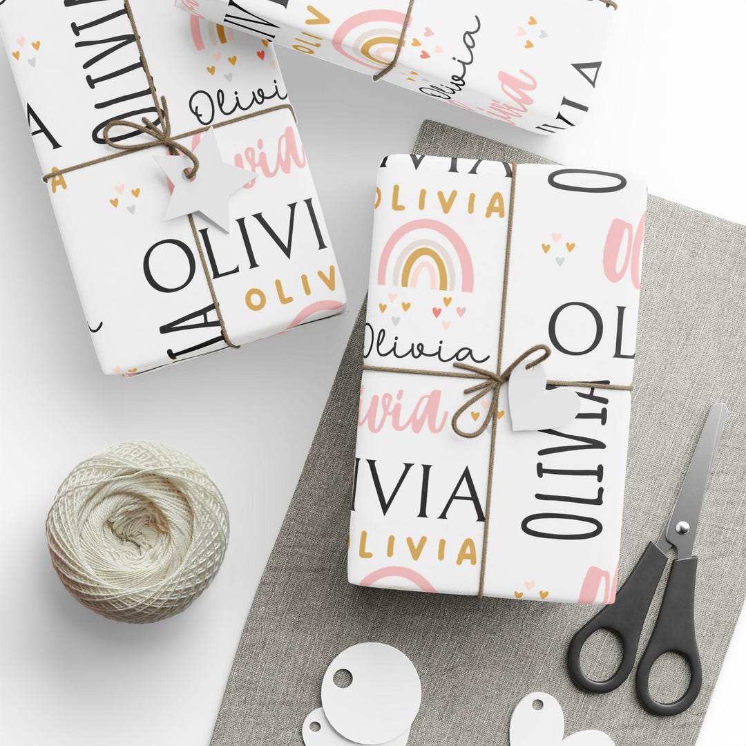 Personalized Name Wrapping Paper Roll, Elegant Gift Wrap, Custom Name ...