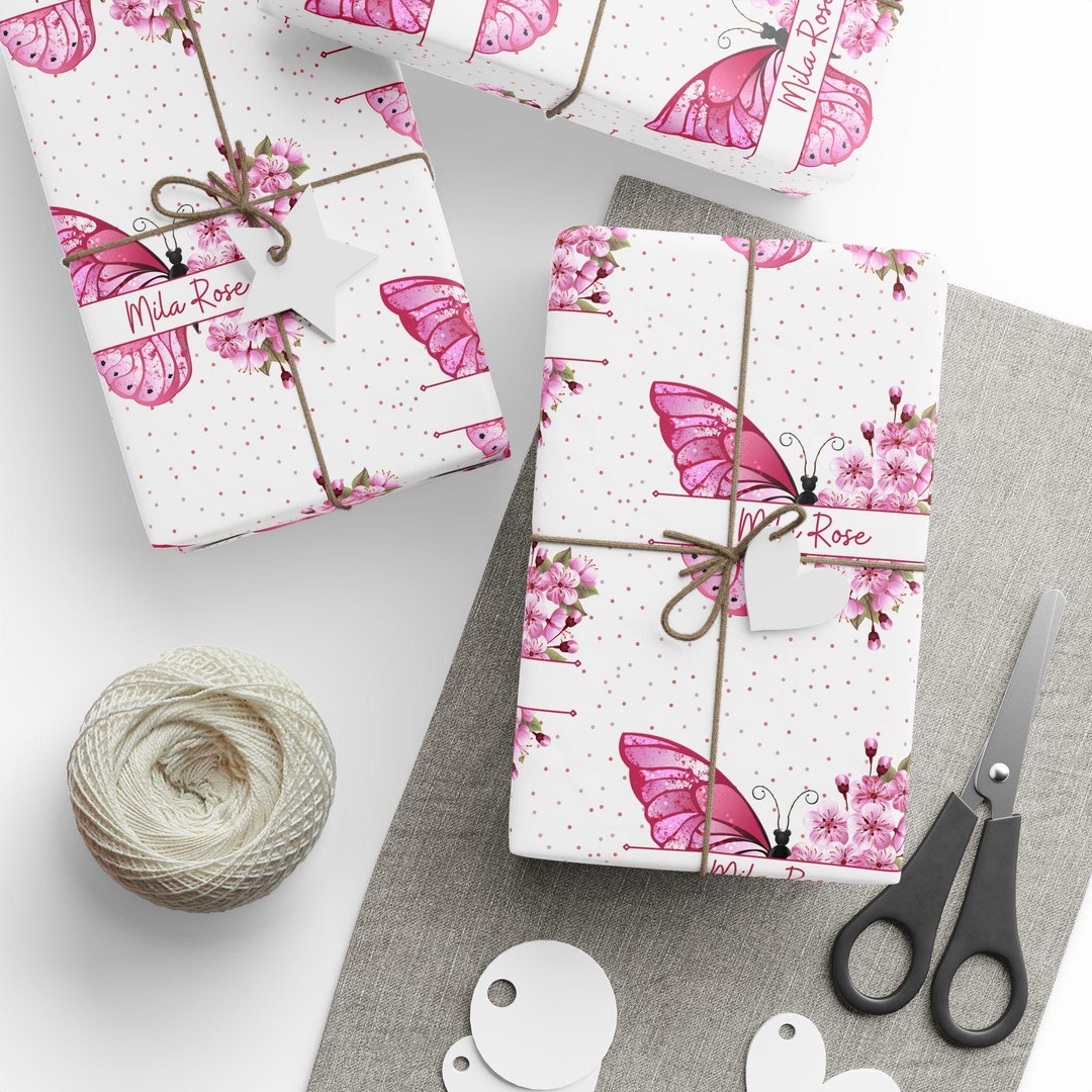 Butterfly Wrapping Paper Name Collage Personalized Wrapping Paper Name ...