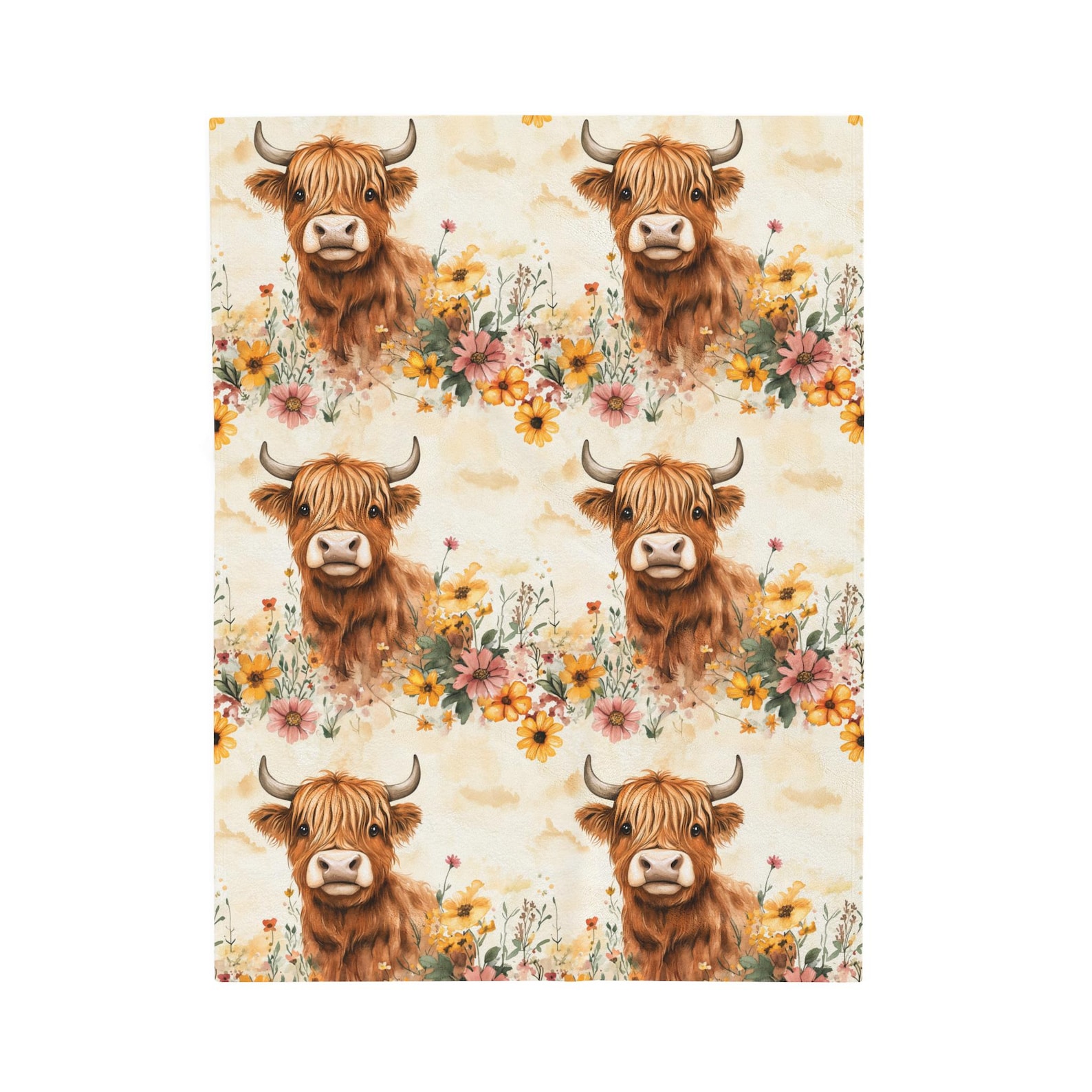 Highlander Cow Baby Blanket, Velveteen Plush Cow Blanket, Cow With ...