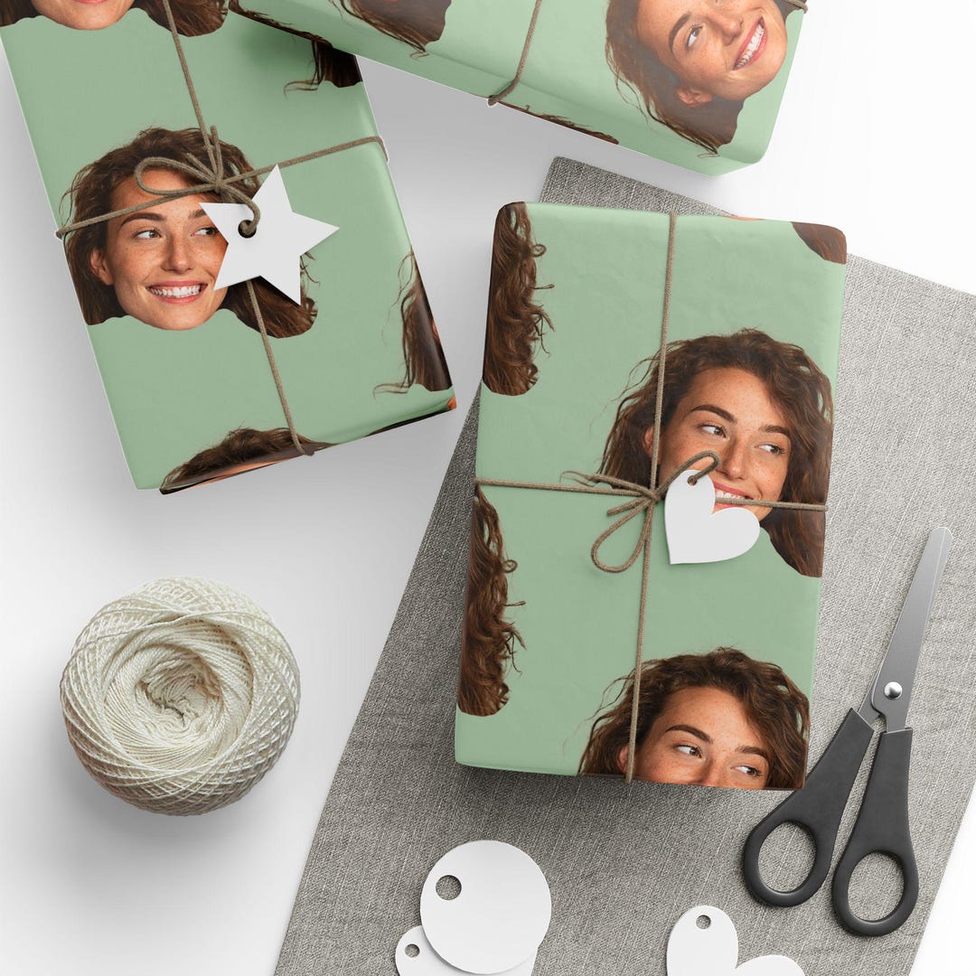 Custom Face Print Gift Wrapping Paper Personalized Name Collage ...