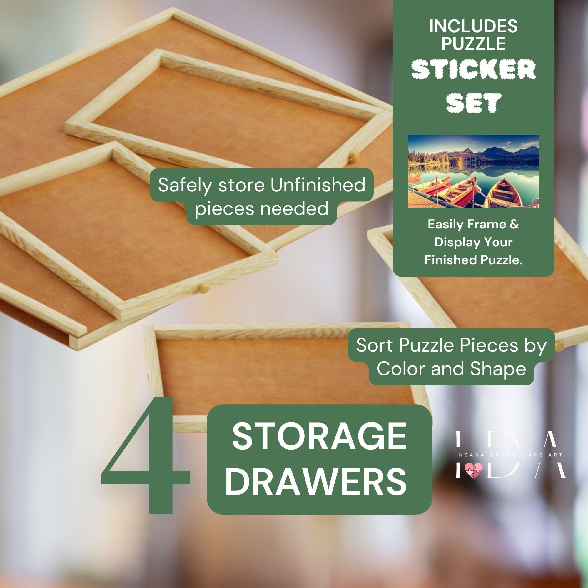 Puzzle Jigsaw Table With 4 Drawers Rotating Wooden Puzzle Board 22x30 ...