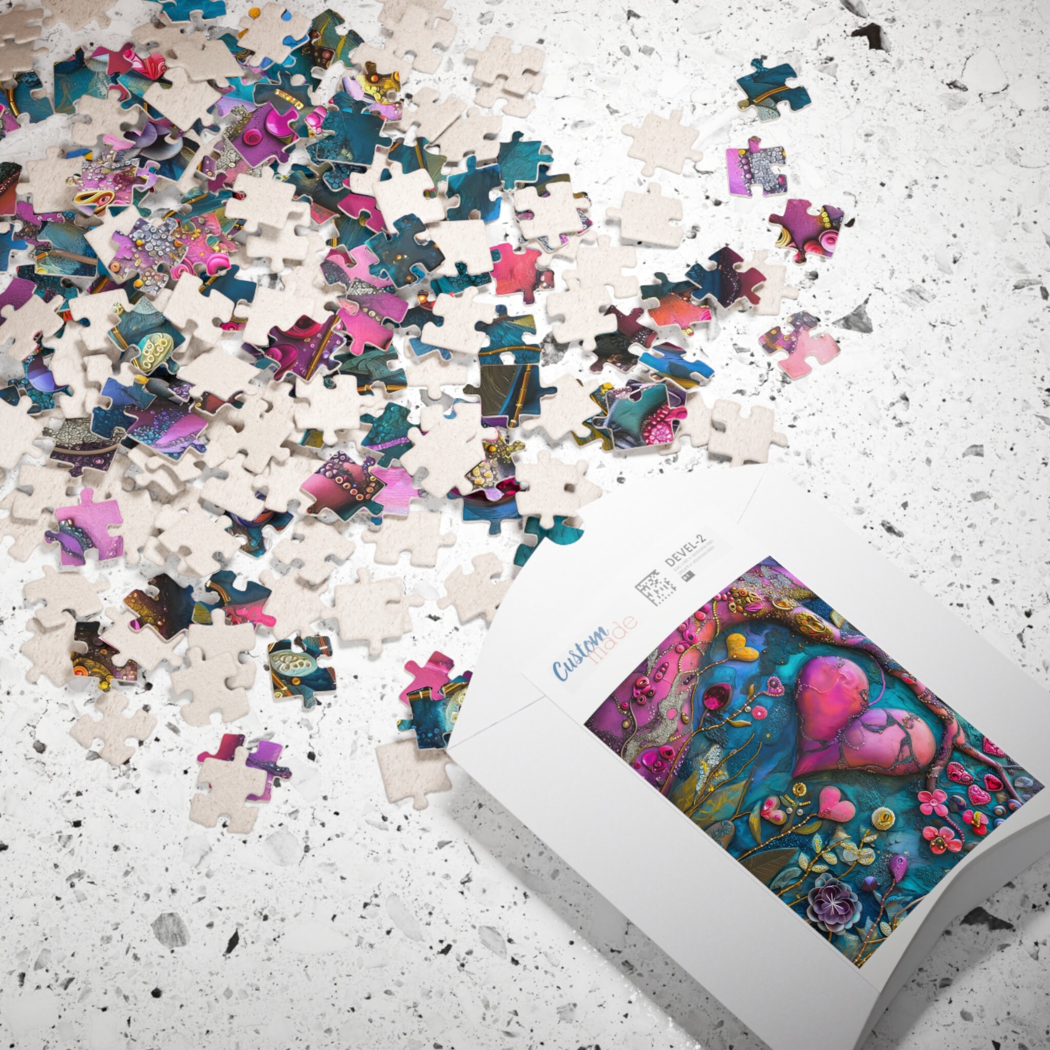 Pink Heart Flowers Rocks Jigsaw Puzzle 1000 Piece Tree Fantasy Art ...