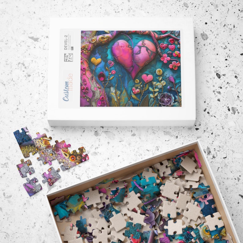 Pink Heart Flowers Rocks Jigsaw Puzzle 1000 Piece Tree Fantasy Art ...