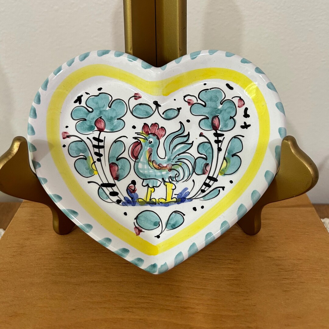 Deruta Italian Heart Shaped Plate/tray, Galletto Verde - Etsy