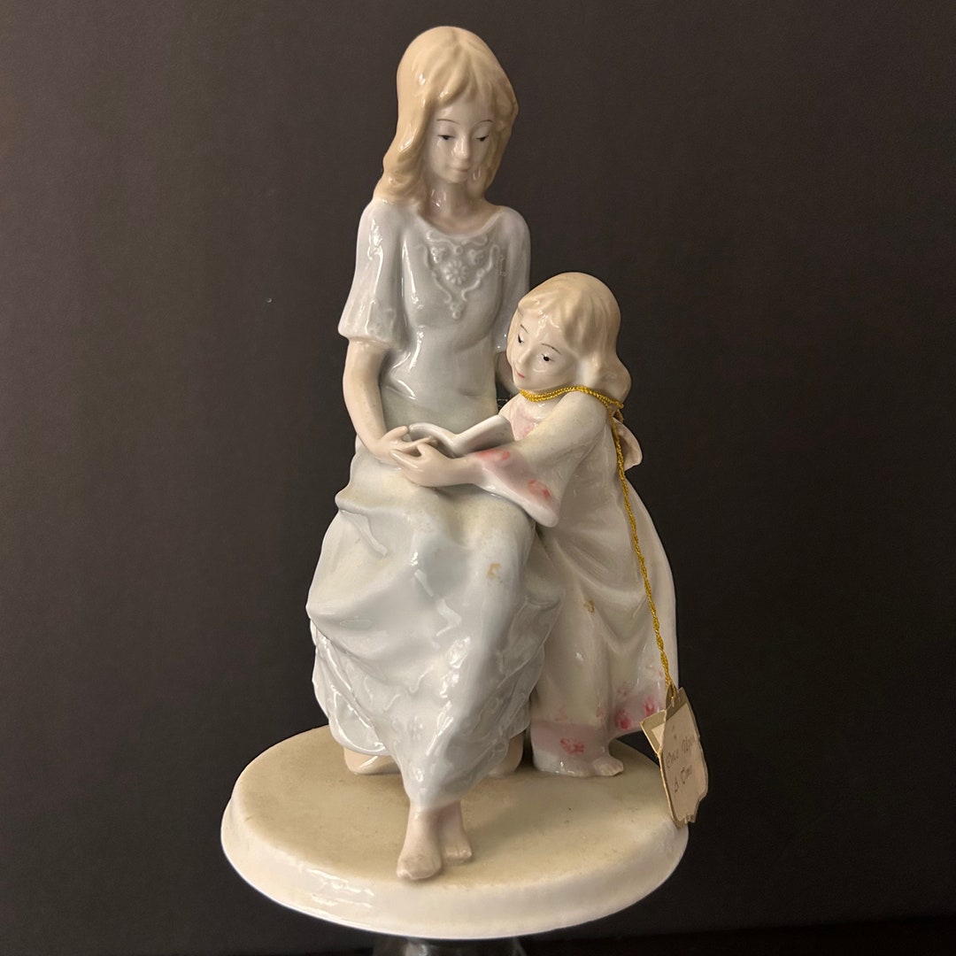 Meico Inc. Porcelain Mother & Child Reading A Book Pastel Figurine - Etsy