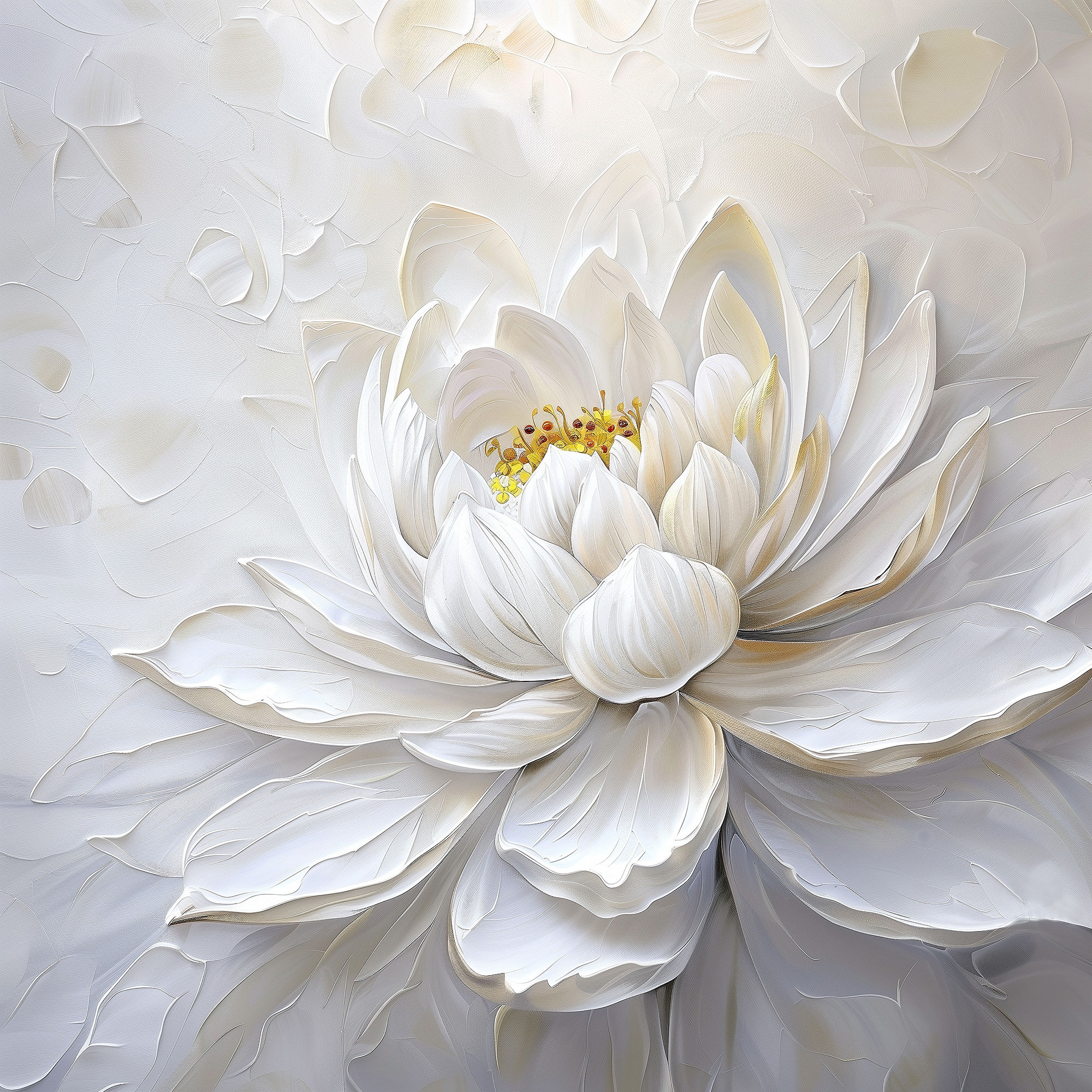 White Lotus Flower Oil Painting: Botanical Art Print (digital Download ...