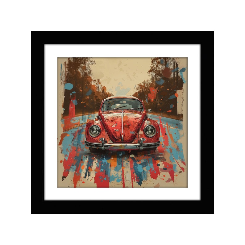 Abstract Expressionist Painting of a Red Retro Car | Car Poster | Wall ...