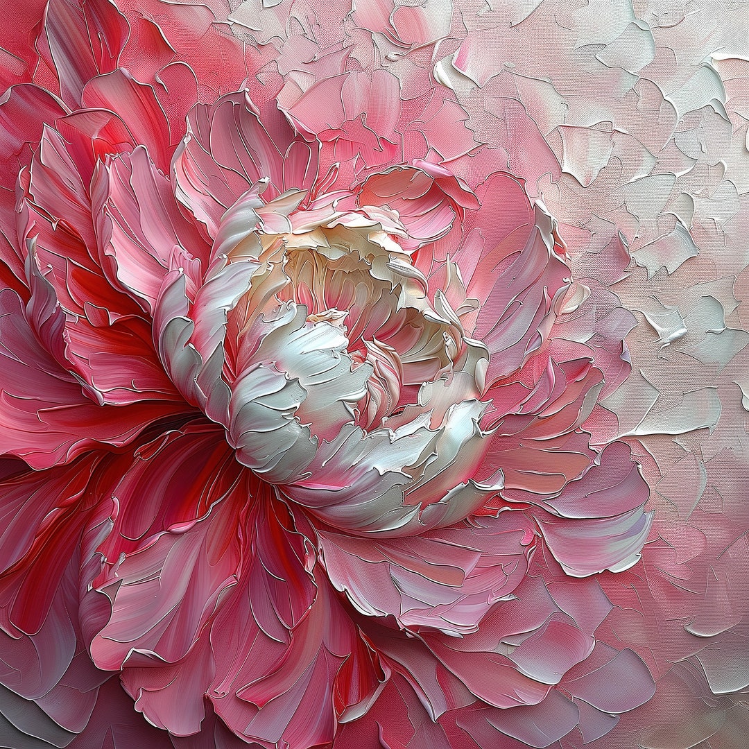 Abstract Pink Peony Flower | Oil Painting | Botanical Illustration ...