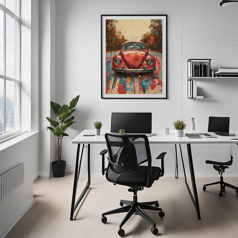Abstract Expressionist Painting of a Red Retro Car | Car Poster | Wall ...