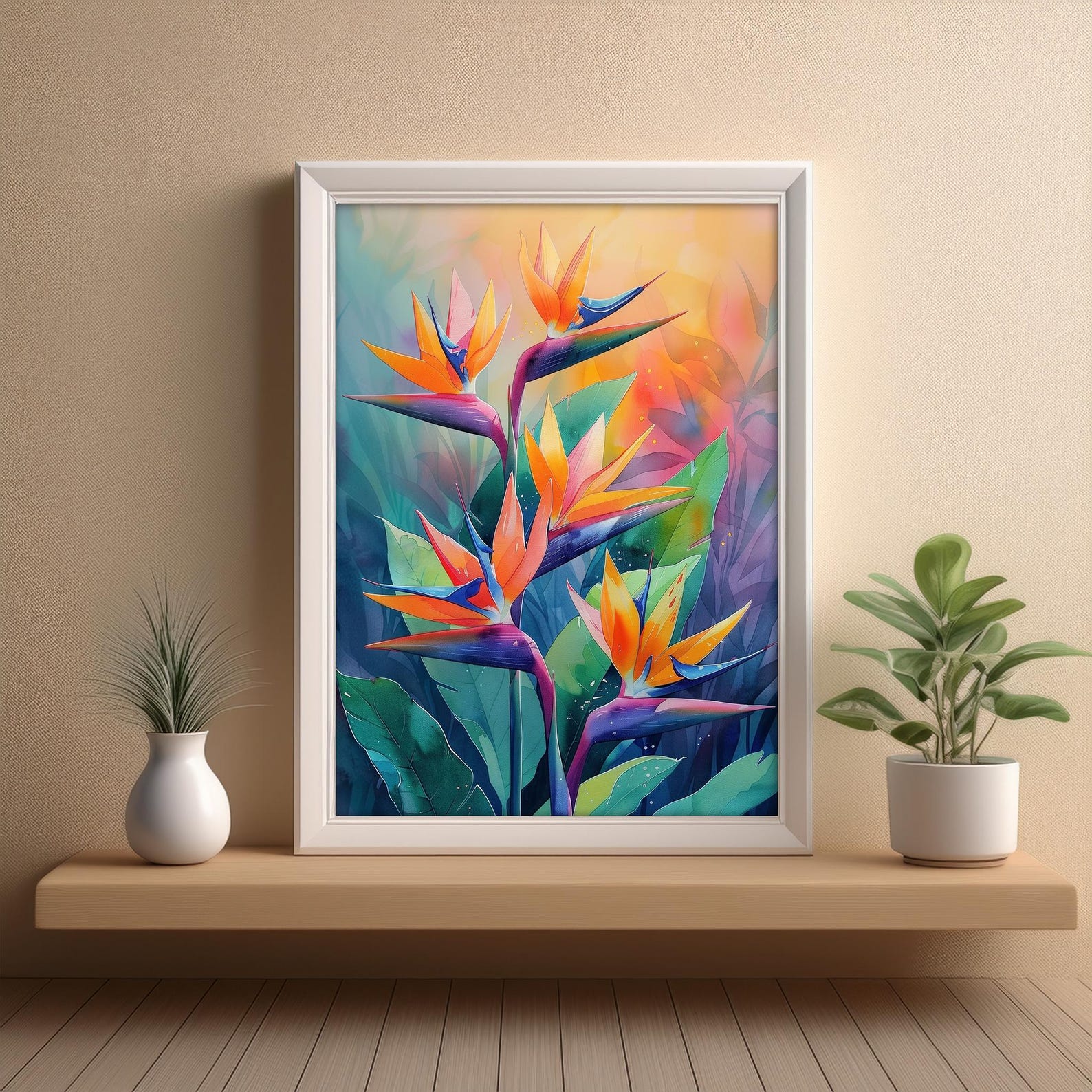 Birds of Paradise Watercolor Art | Vibrant Tropical Flowers | Lush ...