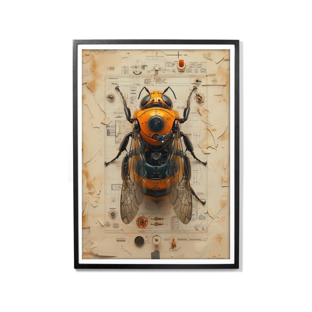 Sci Fi Techno Metal Bumblebee | Old Magazine Style | Insects Poster ...