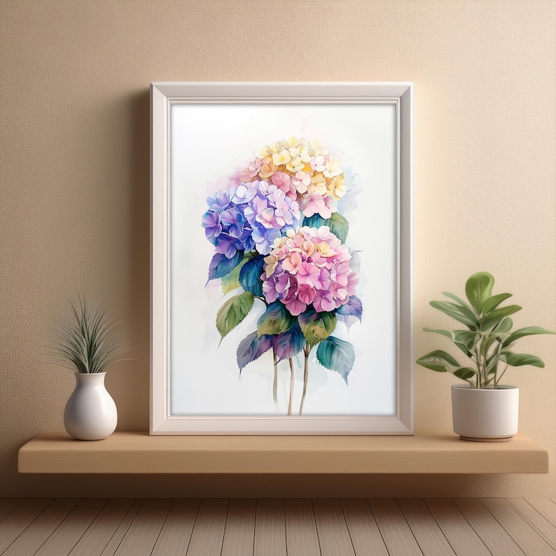 Hydrangea Watercolor Print Set: Floral Botanical Art (digital Download ...