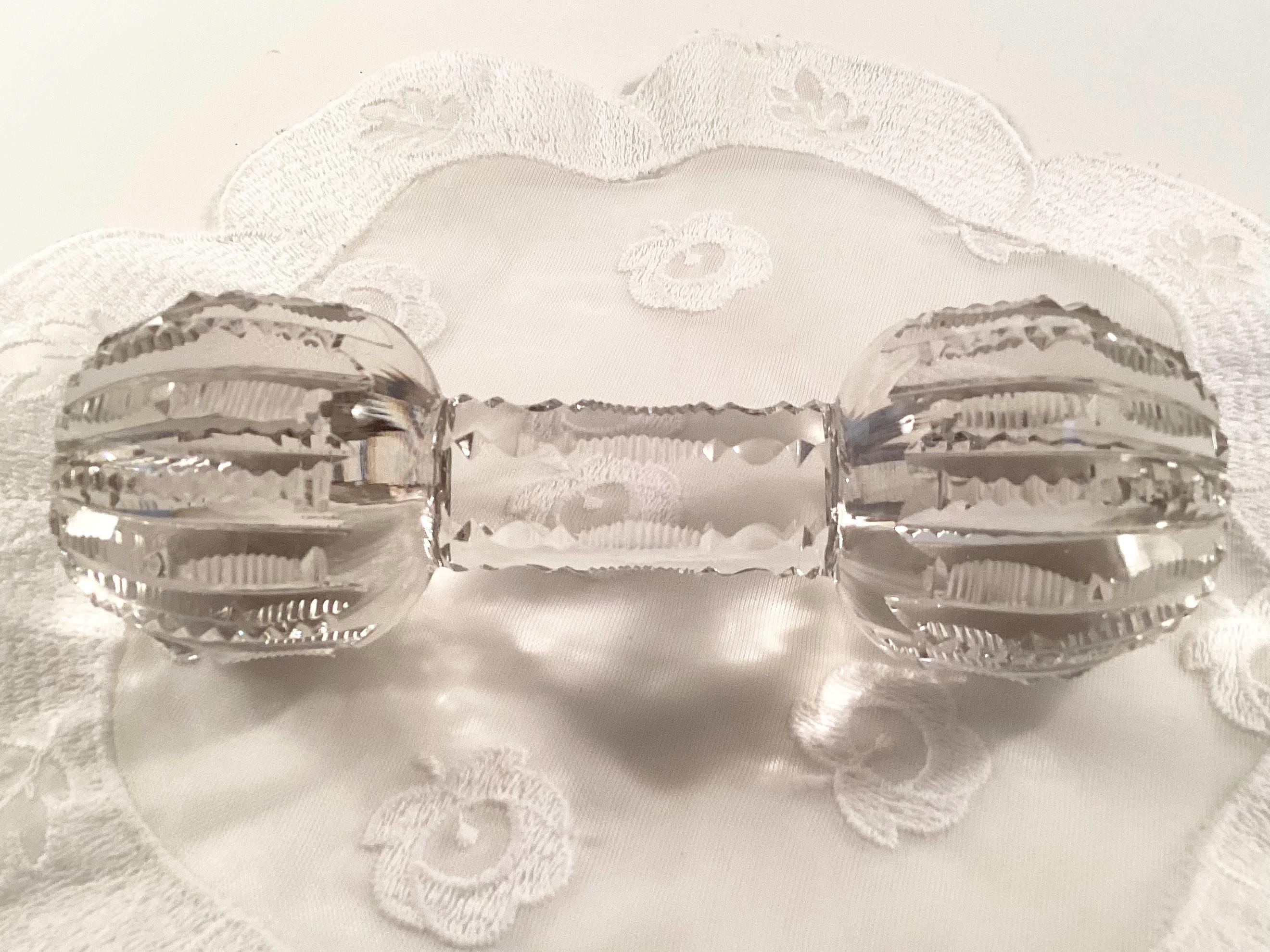 Vintage Cut Glass Barbell Knife Rests, Set of 2, Large Five Inch ...