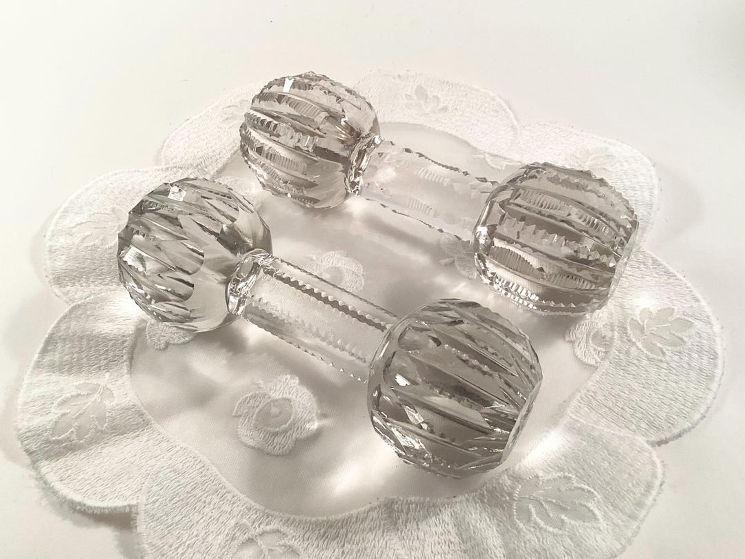 Vintage Cut Glass Barbell Knife Rests, Set of 2, Large Five Inch ...
