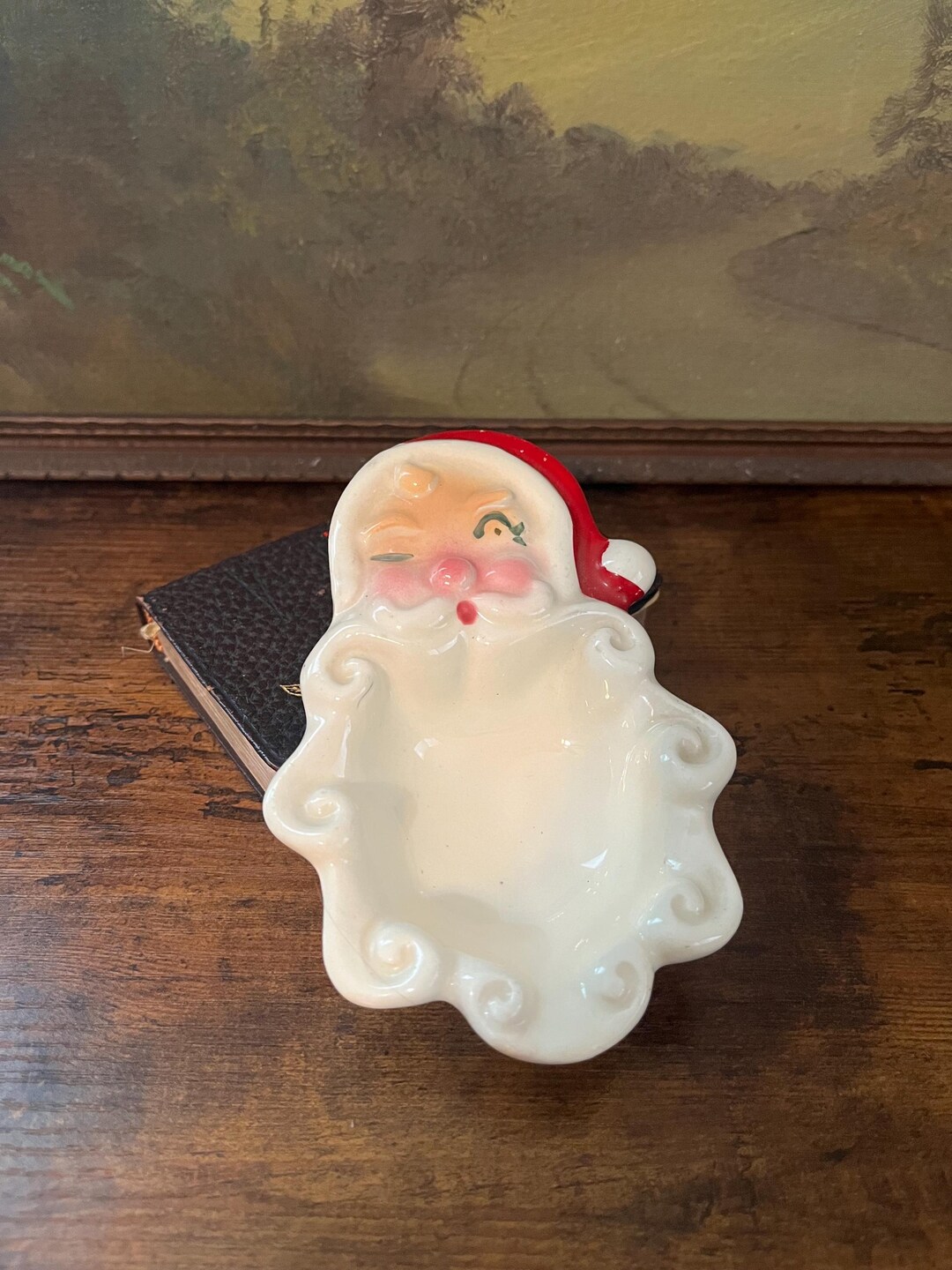 Vintage Winking Santa Trinket Dish or Ashtray, Christmas Decor - Etsy