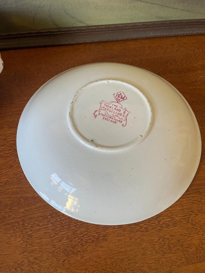 Antique Red Transferware Large Tea Cup and Saucer ”take Ye A Cuppe O ...