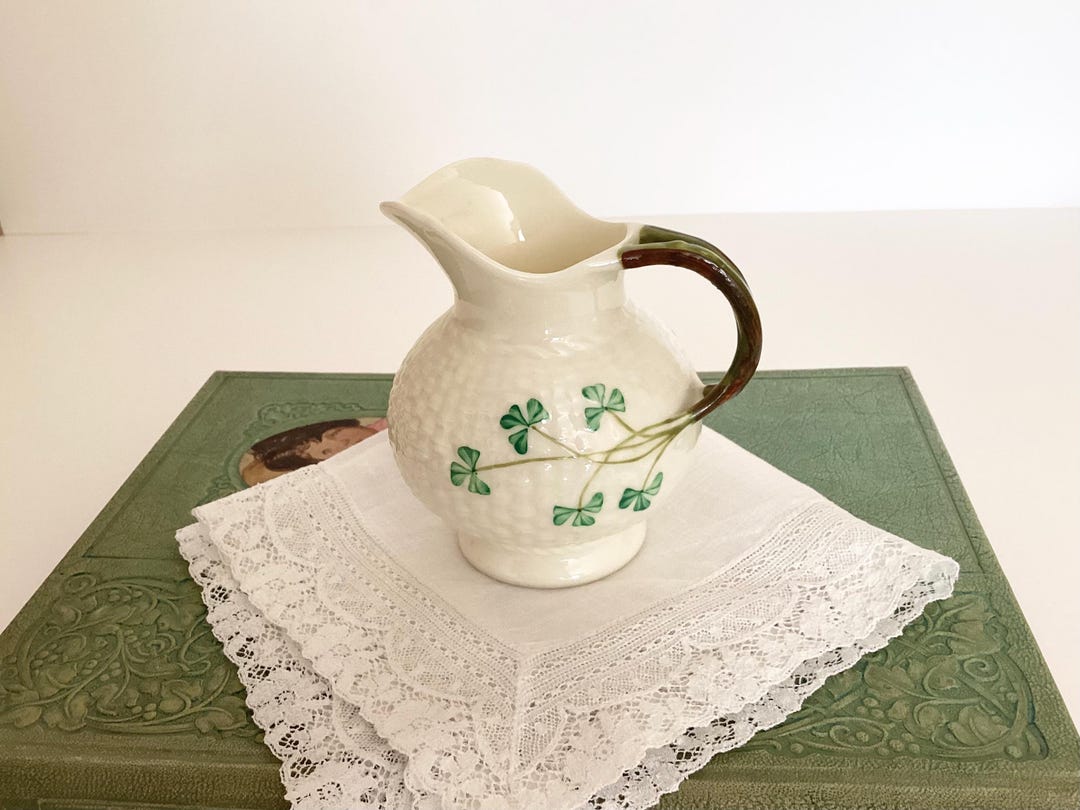 Vintage Belleek Ireland Shamrock Porcelain Cream Pitcher, Irish ...