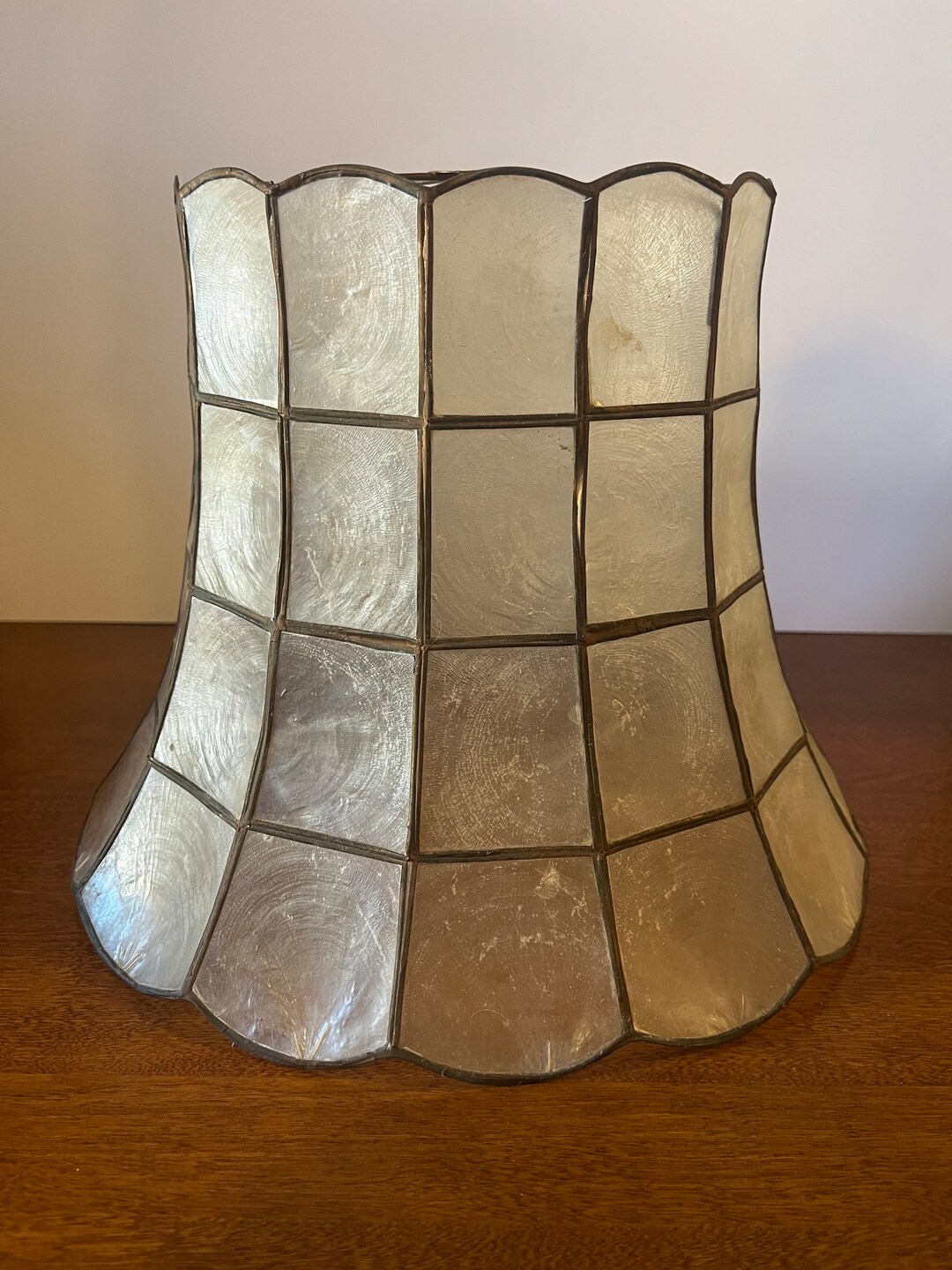 Vintage Capiz Lampshade, Bell Shaped With Scalloped Edges - Etsy