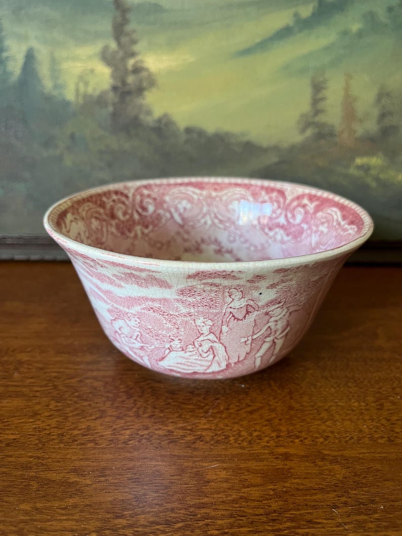 Antique Red Transferware Large Tea Cup and Saucer ”take Ye A Cuppe O ...