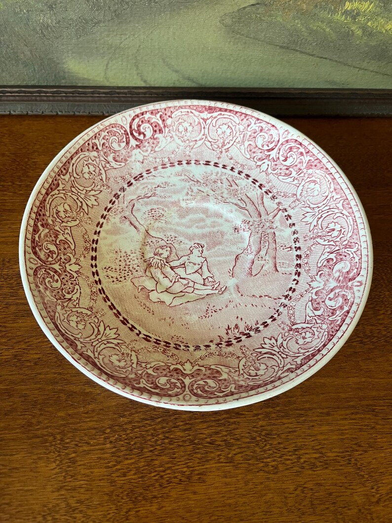 Antique Red Transferware Large Tea Cup and Saucer ”take Ye A Cuppe O ...