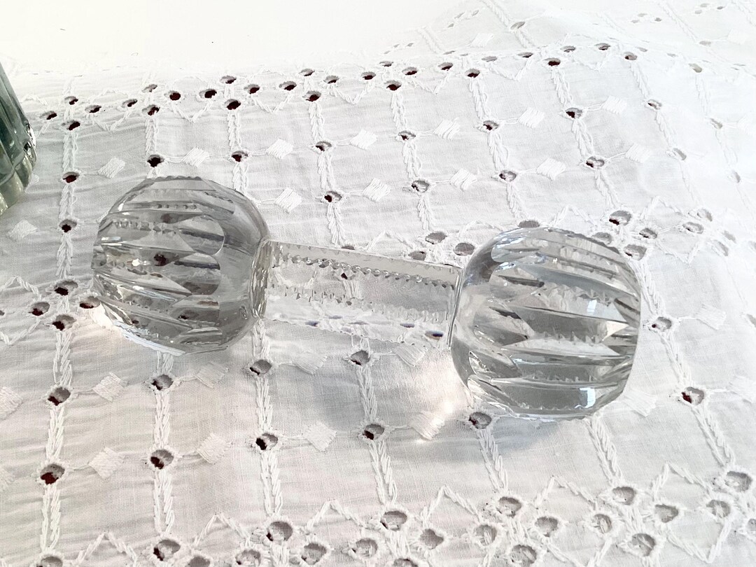 Vintage Cut Glass Barbell Knife Rest, Large Five Inch Brilliant Cut ...