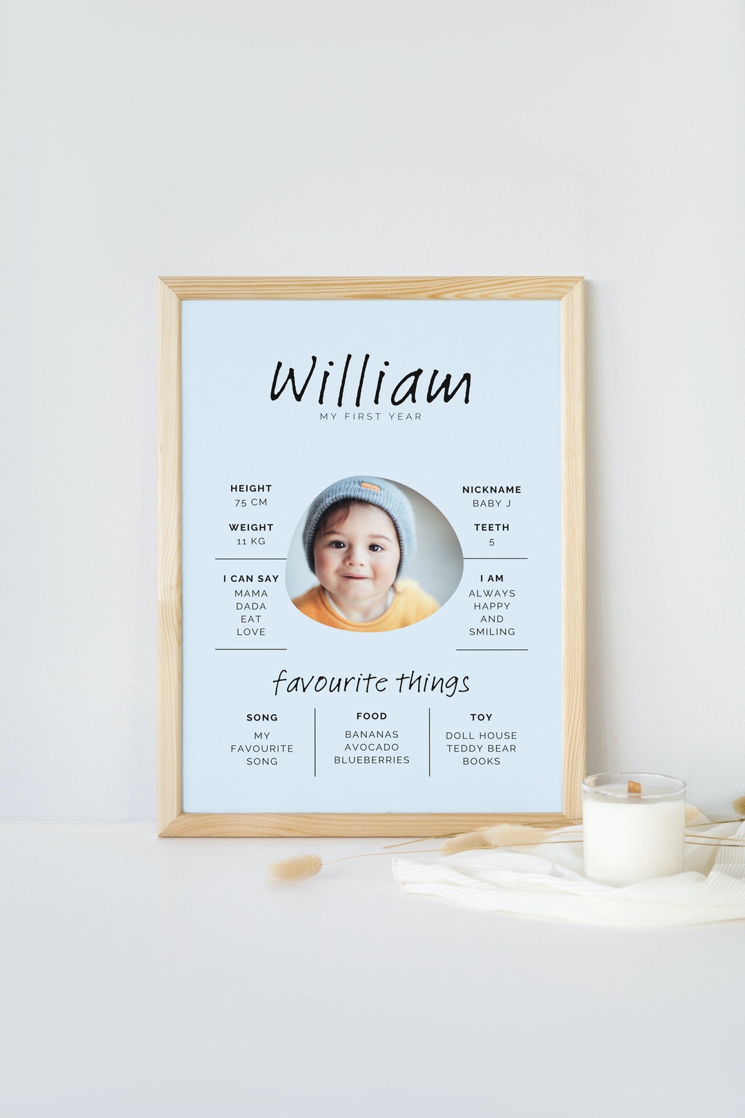 Baby Boy First Year Milestones Poster - Etsy