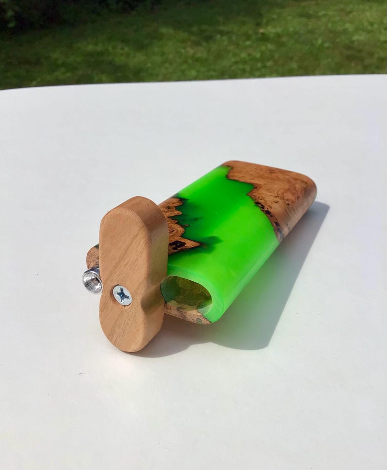 Cherry Burl Dug-out One Hitter Box & Handmade Aluminum One Hitter Bat ...