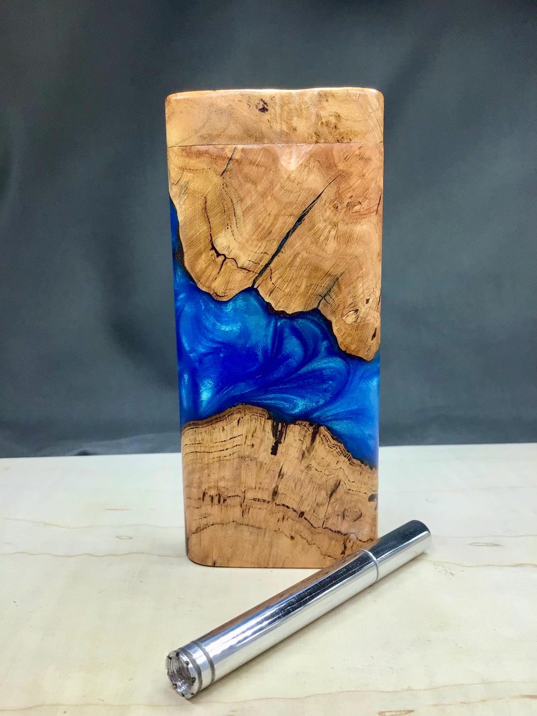 Cherry Burl Dug-out One Hitter Box & Handmade Aluminum One Hitter Bat ...