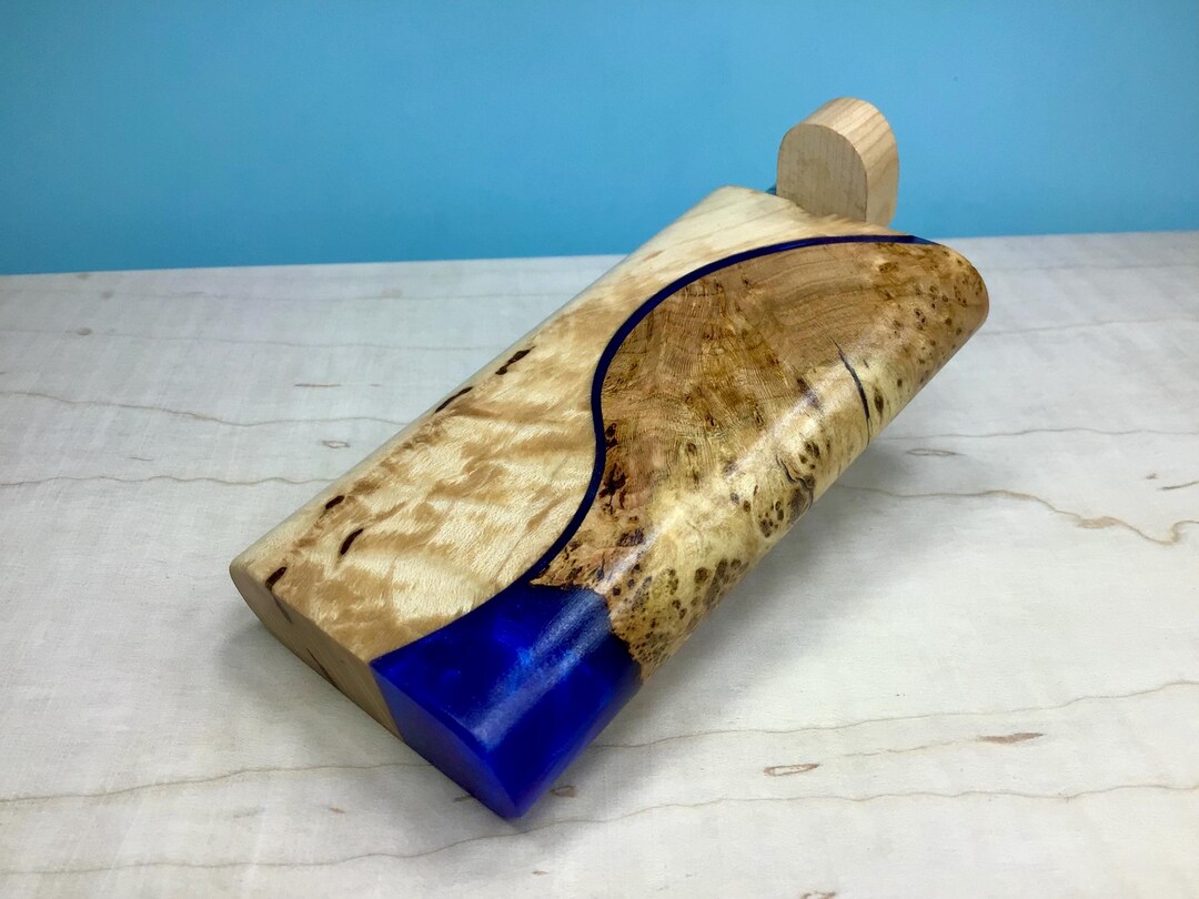 Cherry and Hard Maple Burl Dug-out One Hitter Box & Handmade Aluminum ...
