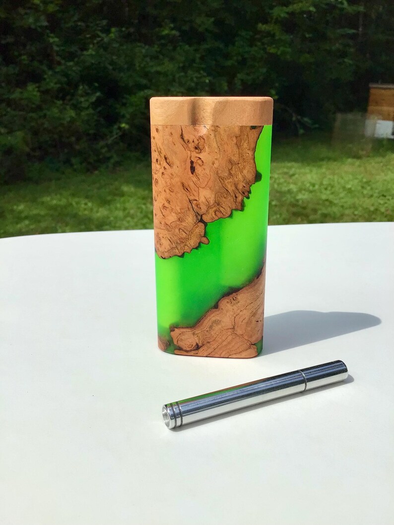 Cherry Burl Dug-out One Hitter Box & Handmade Aluminum One Hitter Bat ...