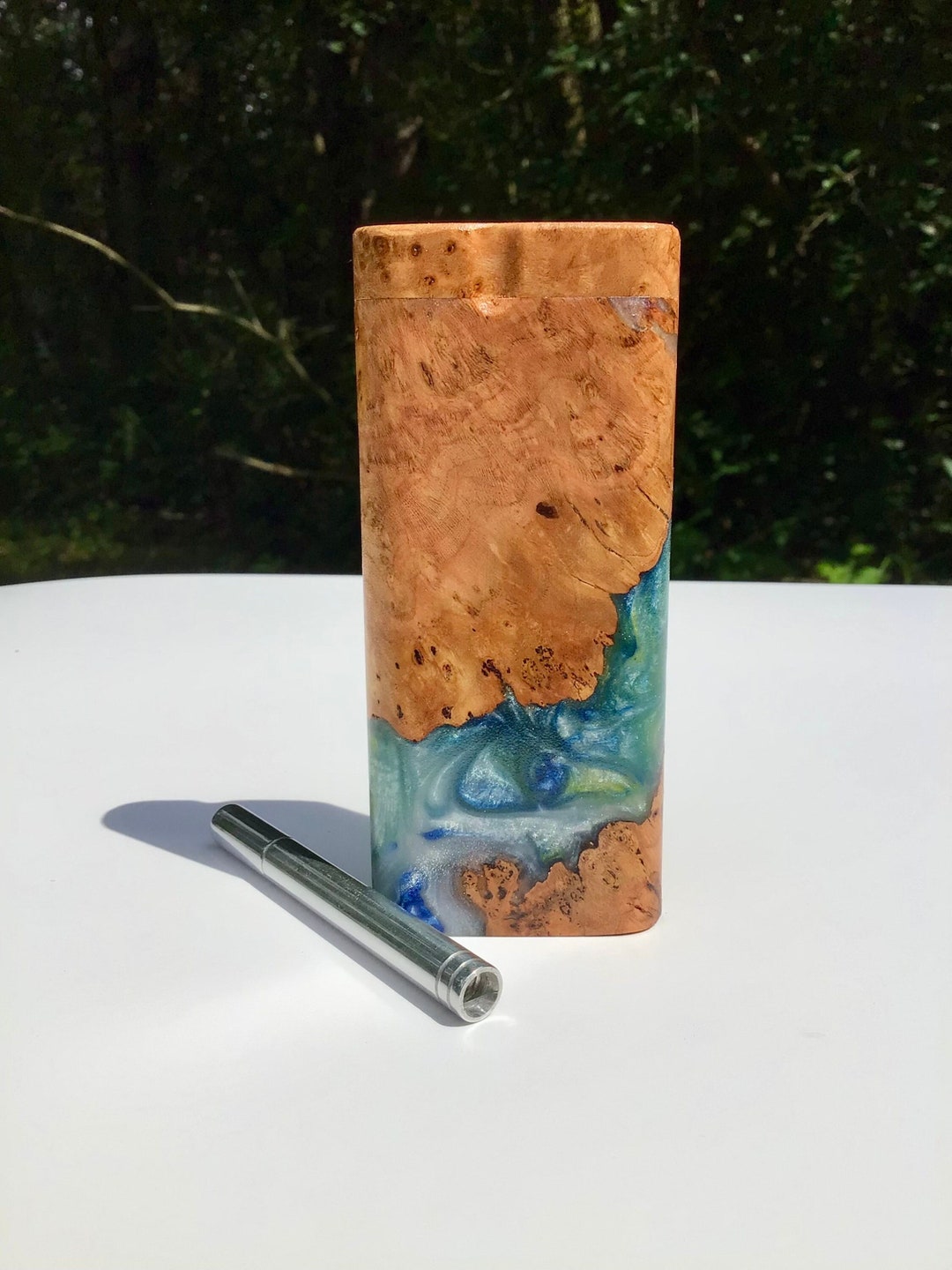 Cherry Burl Dug-out One Hitter Box & Handmade Aluminum One Hitter Bat ...