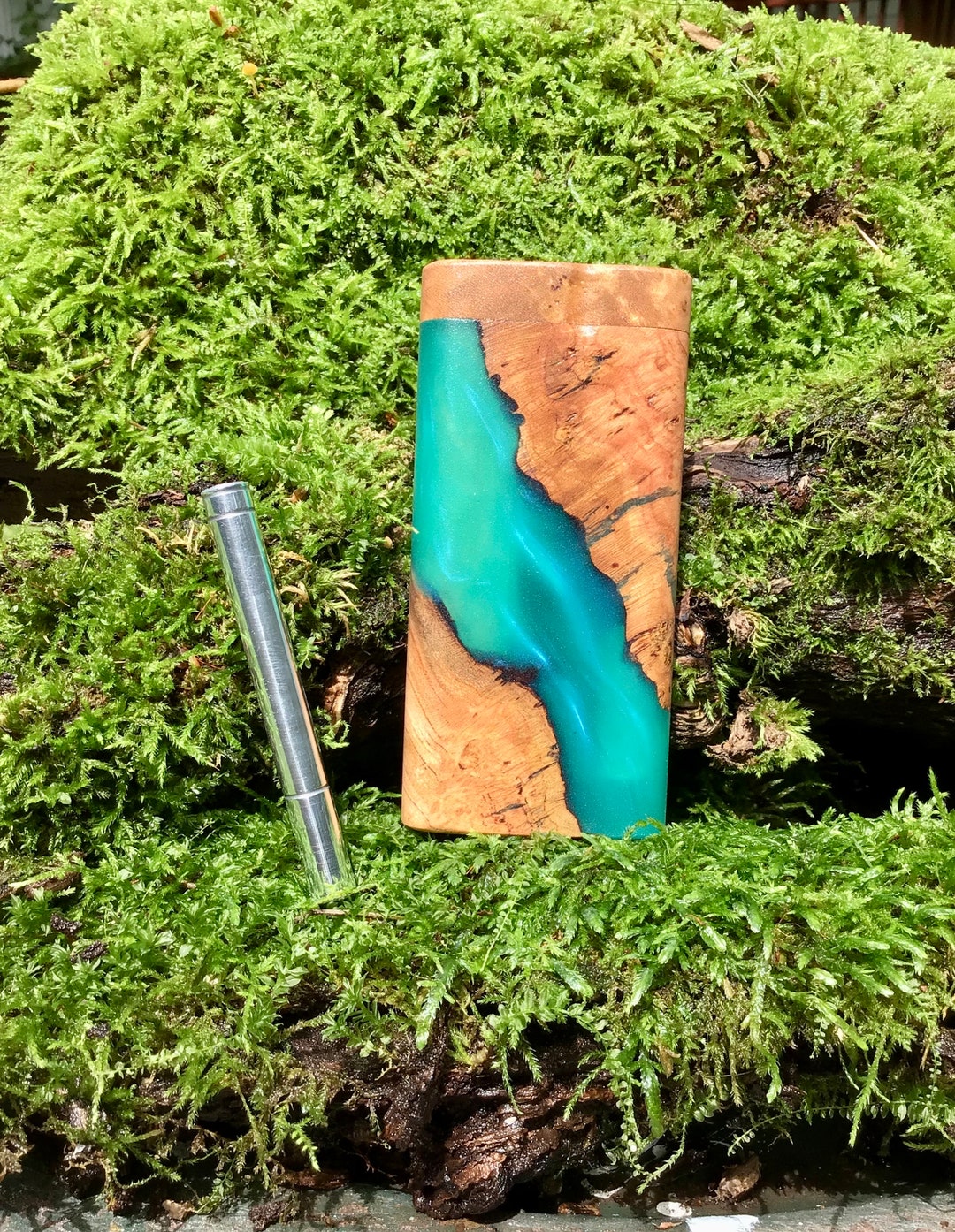 Cherry Burl Dug-out One Hitter Box & Handmade Aluminum One Hitter Bat ...