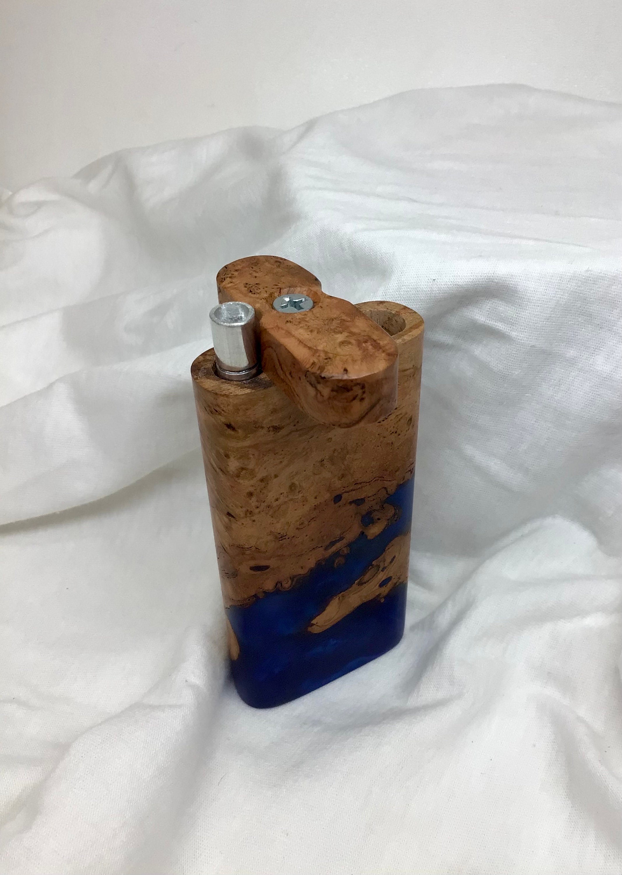 Cherry Burl Dug-out One Hitter Box & Handmade Aluminum One Hitter Bat A ...