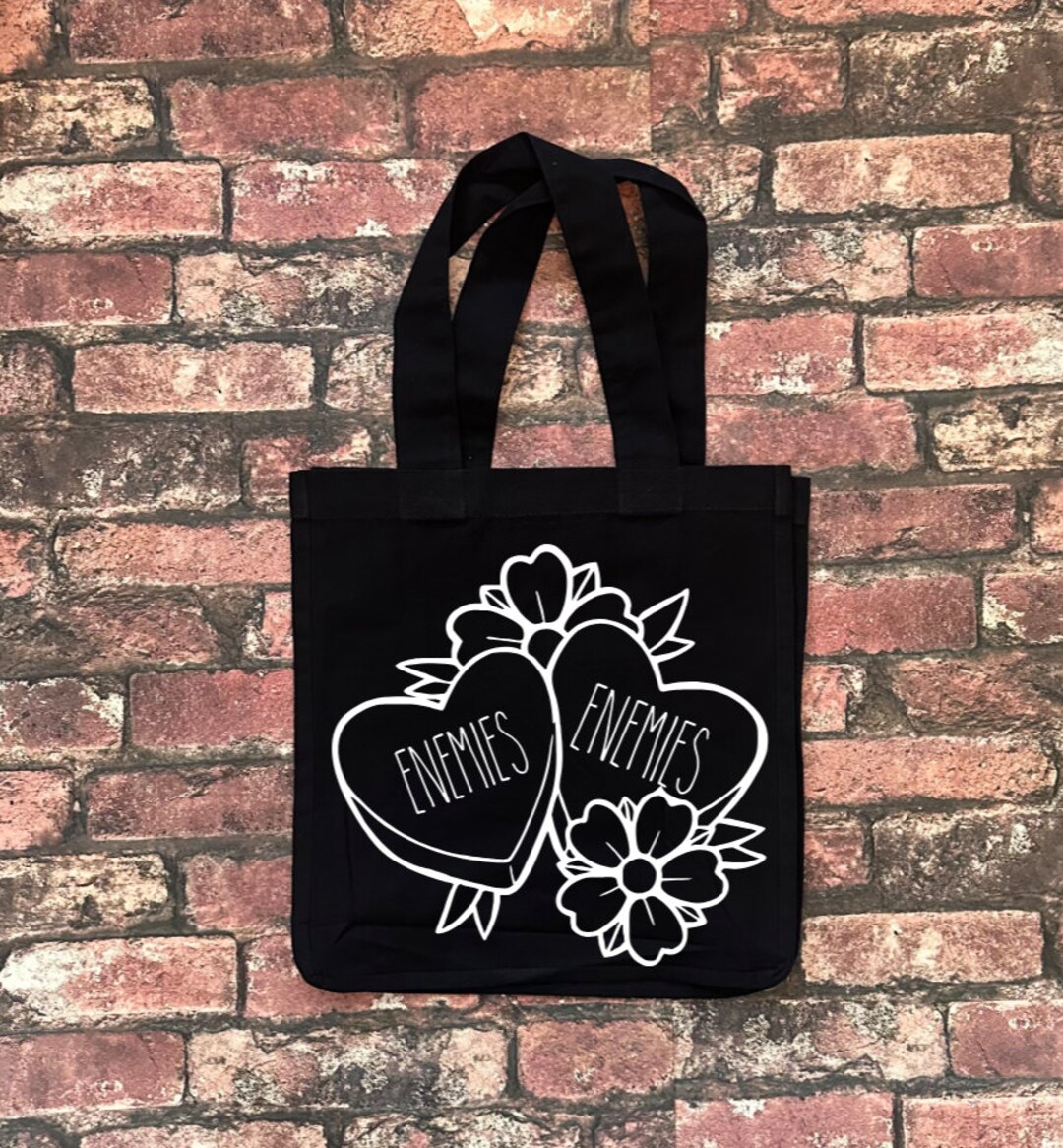 Enemies to Lovers Candy Hearts Floral Canvas Tote - Reusable Bag - Etsy