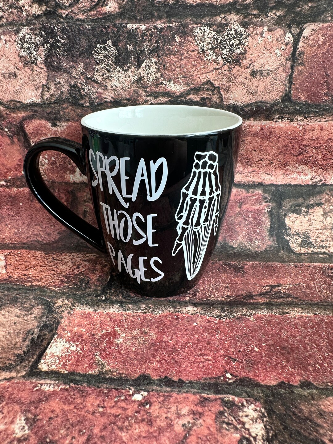 Spread Those Pages Book With Skeleton Hand Coffee Mug - Etsy