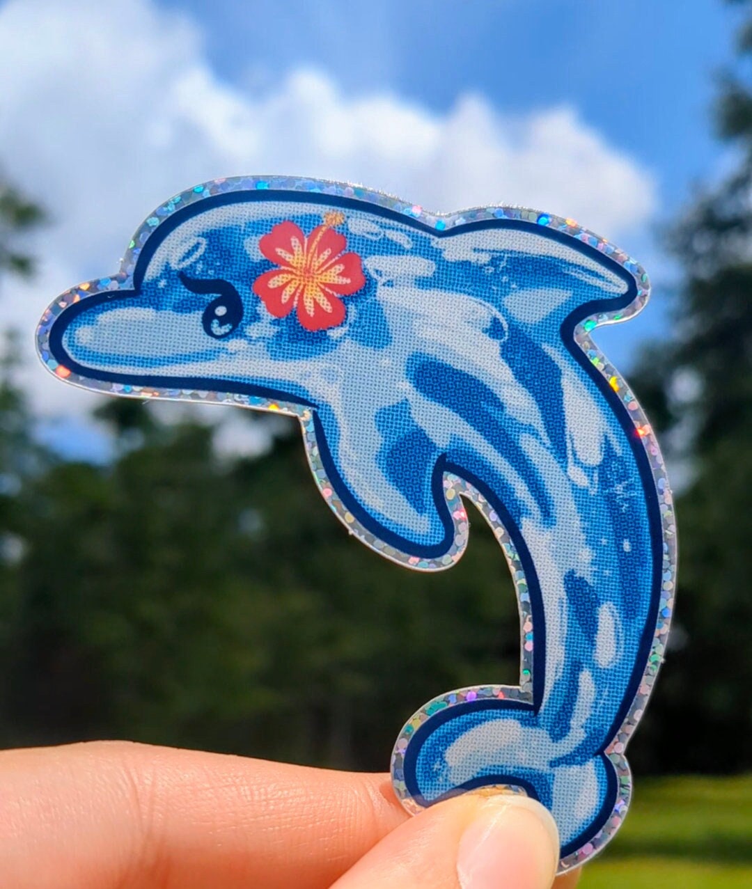 Sparkly Dolphin Sticker - Etsy
