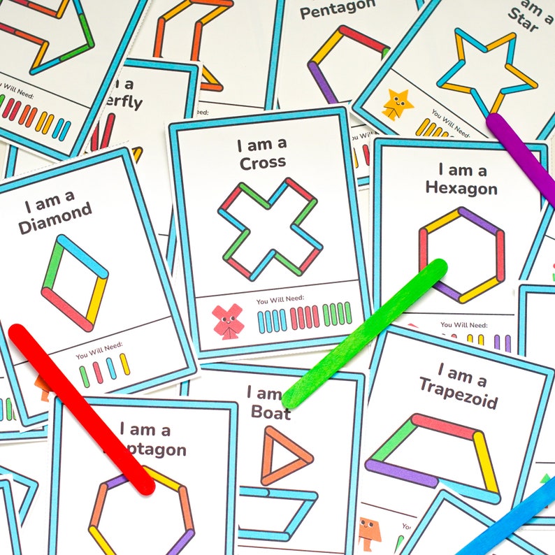 Popsicle Stick Shapes Preschool Printable Digital Instant Download ...