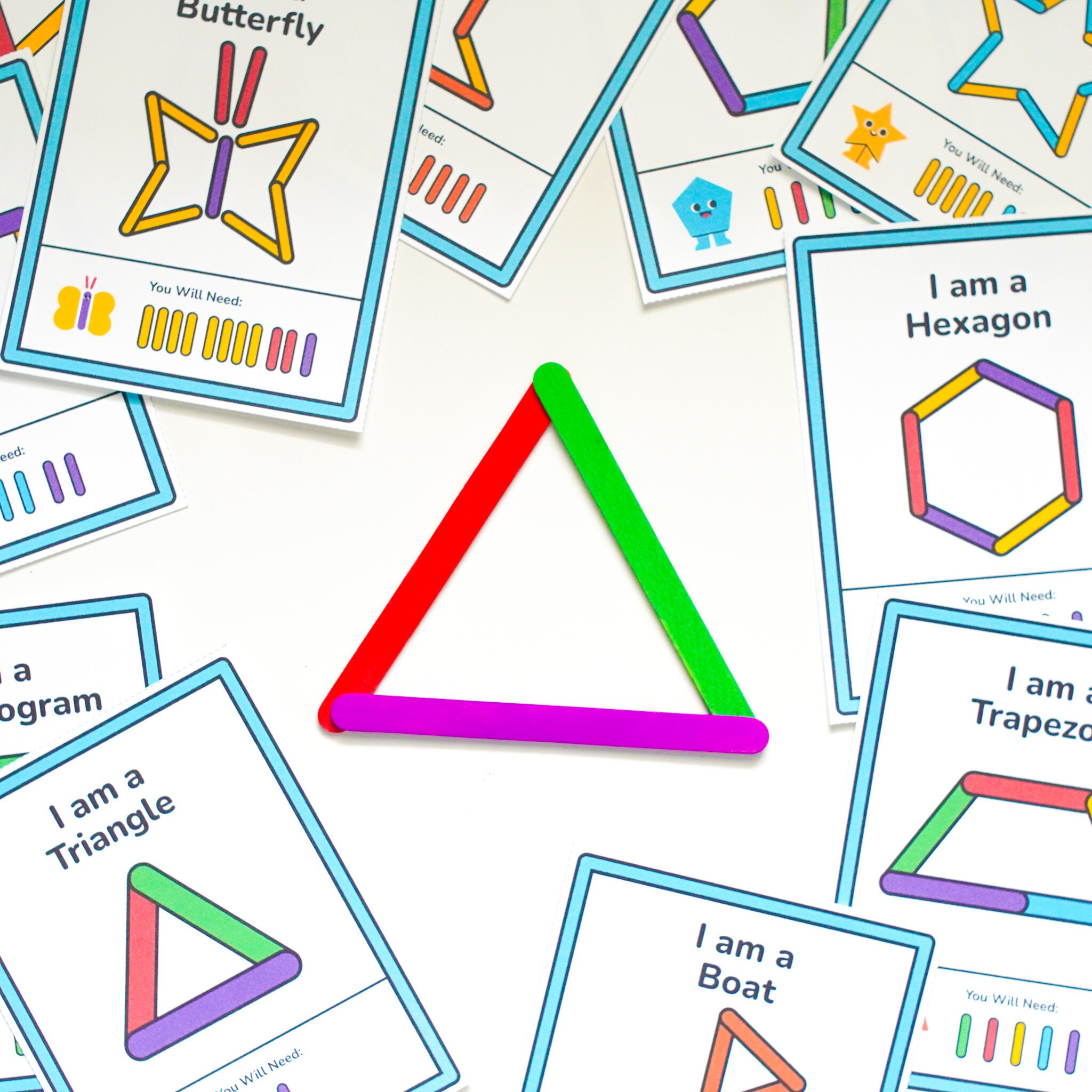 Popsicle Stick Shapes Preschool Printable Digital Instant Download ...