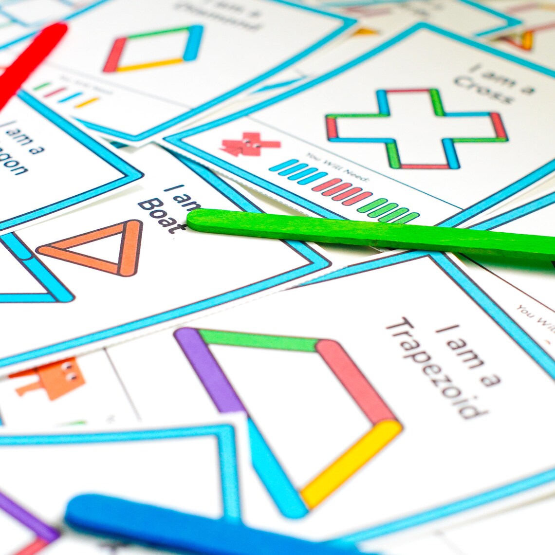 Popsicle Stick Shapes Preschool Printable Digital Instant Download ...