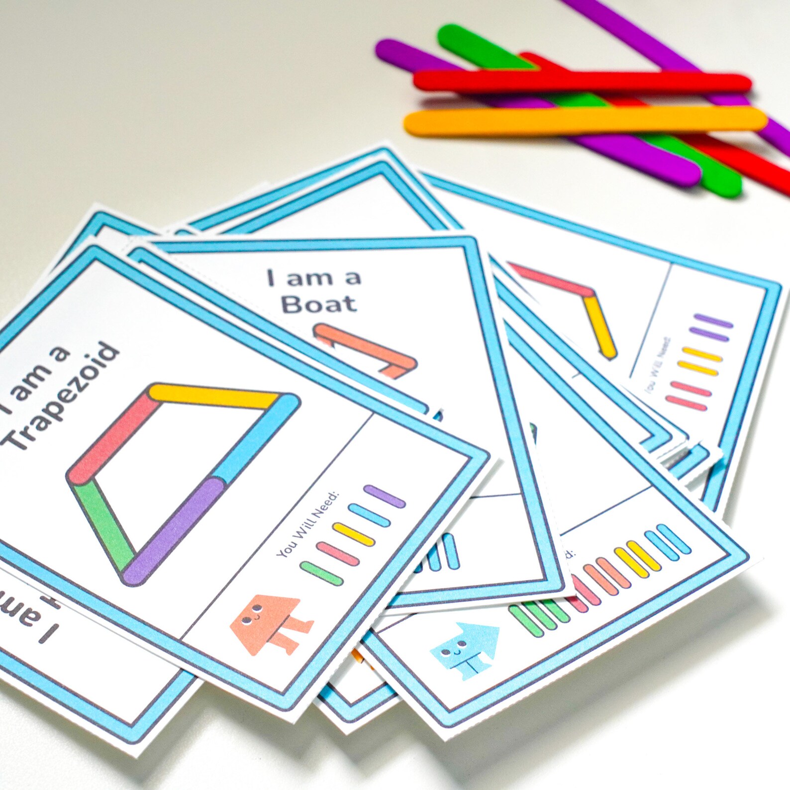 Popsicle Stick Shapes Preschool Printable Digital Instant Download ...