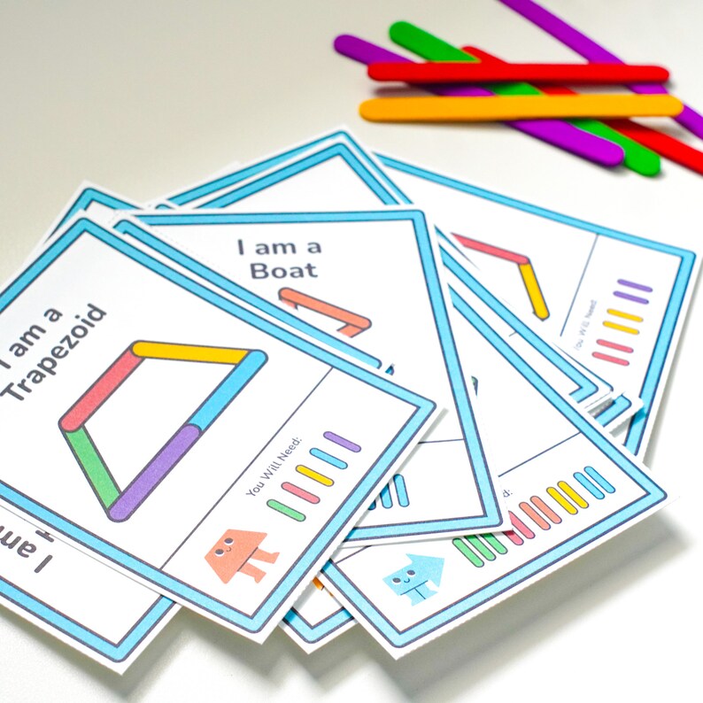 Popsicle Stick Shapes Preschool Printable Digital Instant Download ...