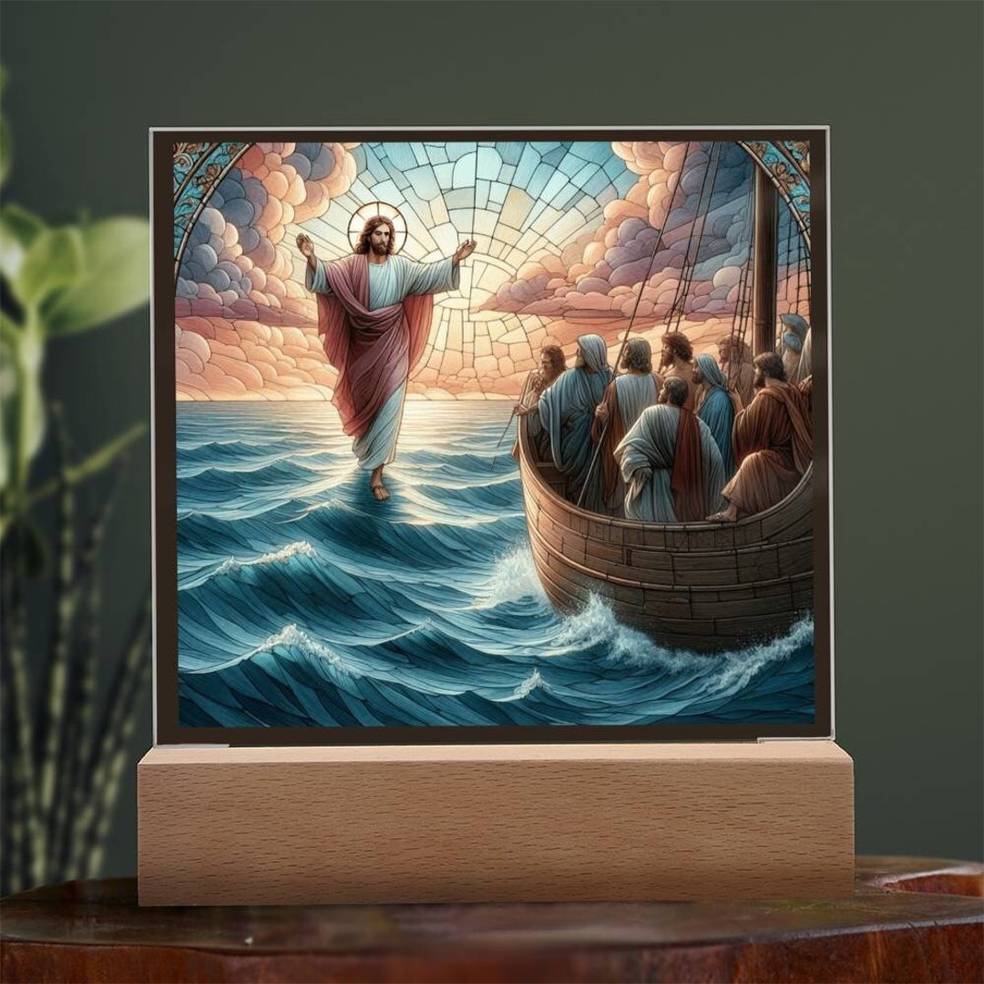 Jesus Walking on Water Acrylic Plaque Matthew 14:25 Bible Verse ...