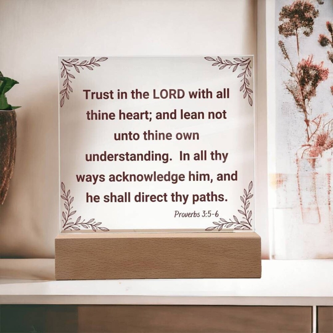 Bible Verse Proverbs 3:5-6 Acrylic Plaque Home Decor Housewarming ...