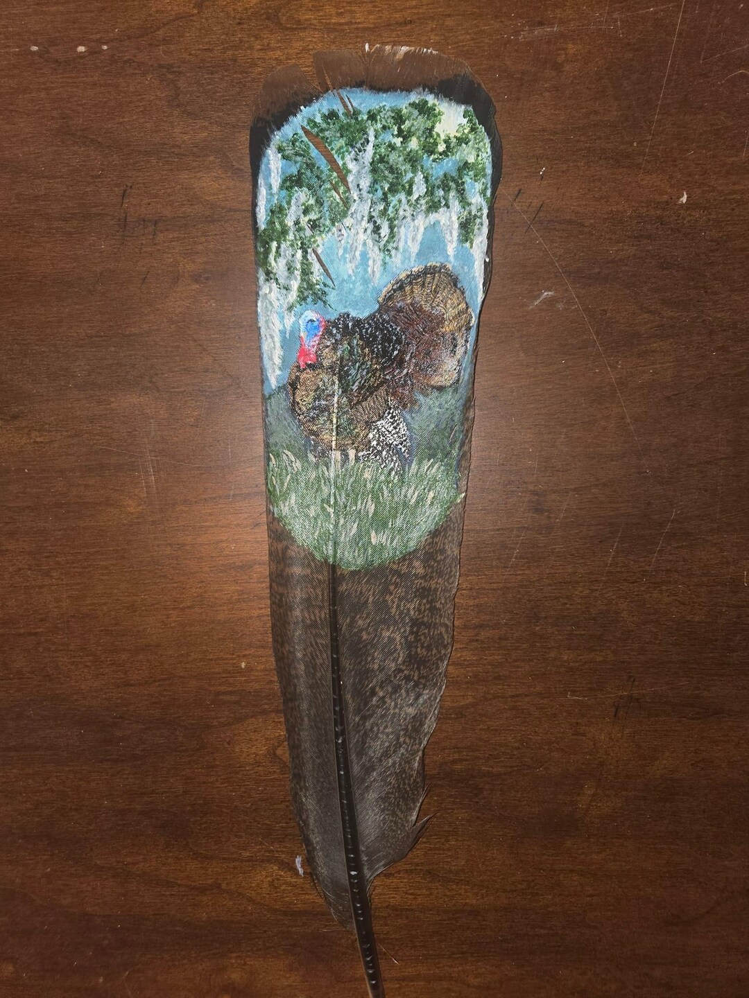 Acrylic Painted Turkey Tail Feather - Etsy