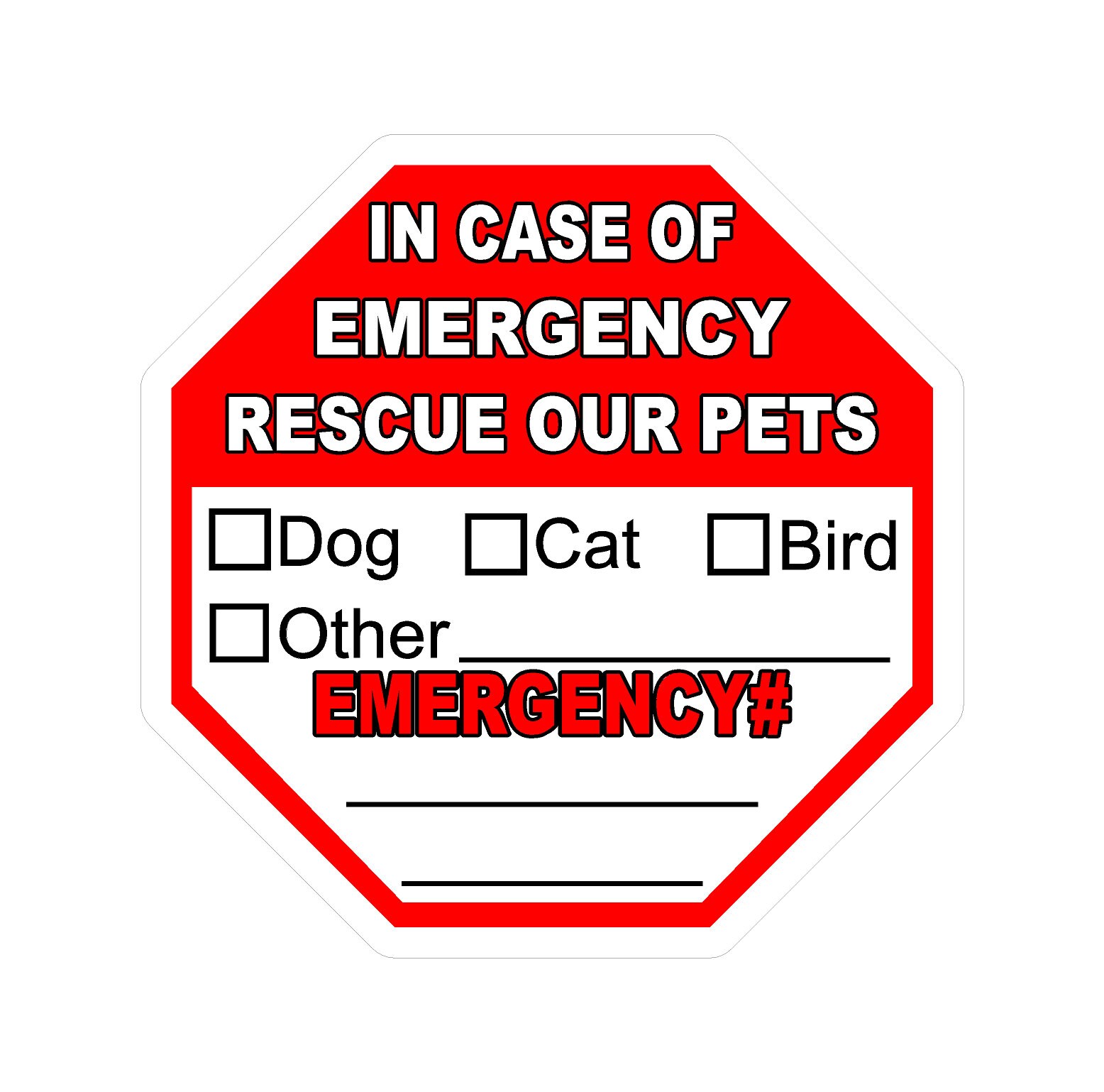 The "animal Emergency Rescue" Home Safety Sticker - Alert First ...