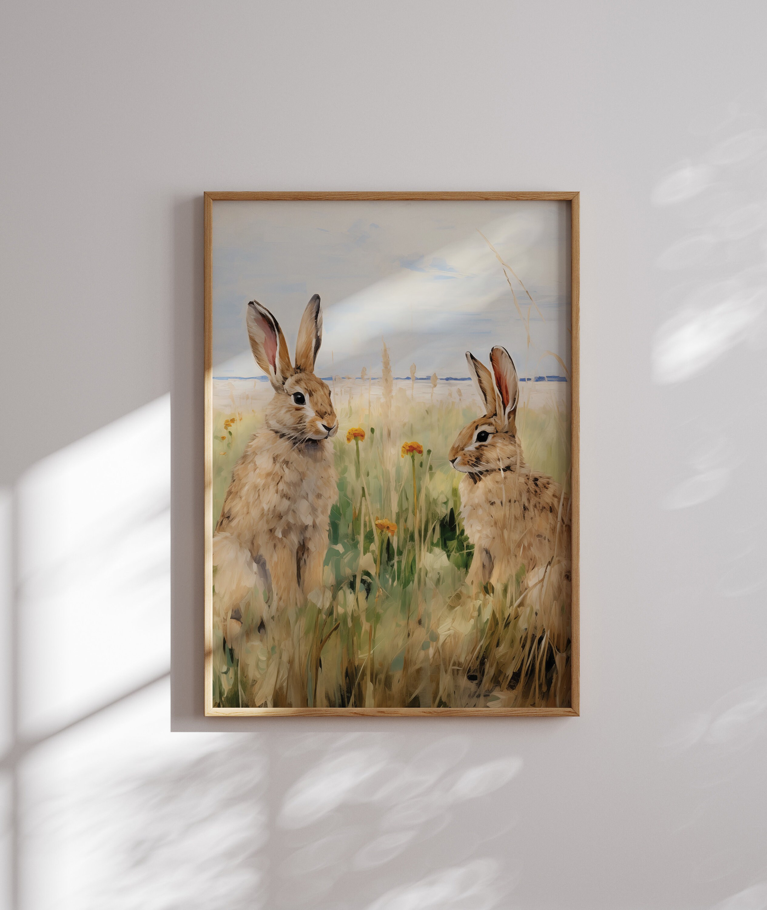 Printable Vintage Bunny, Spring Bunny Rabbits, Farmhouse Art, Cute ...