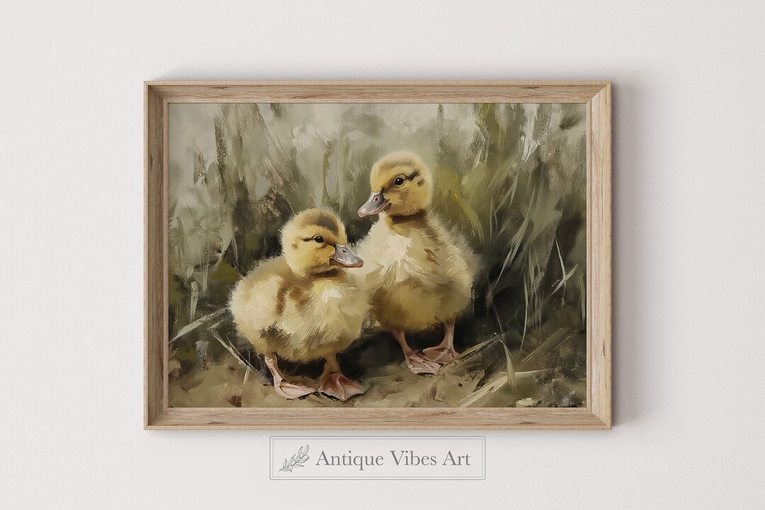 Printable Vintage Ducks, Spring Baby Ducks, Vintage Animal Painting ...
